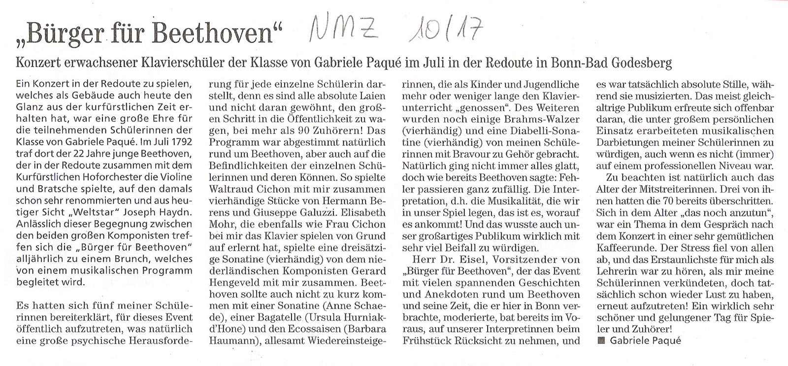 Presse: Musikschule | Musikstudio Paqué